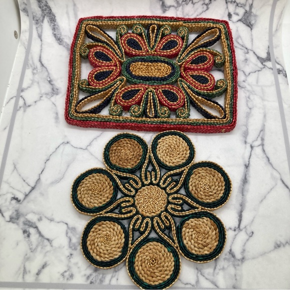 Accents | Vintage Raffia Straw Trivets Rattan Boho Decor Set Of 2 ...